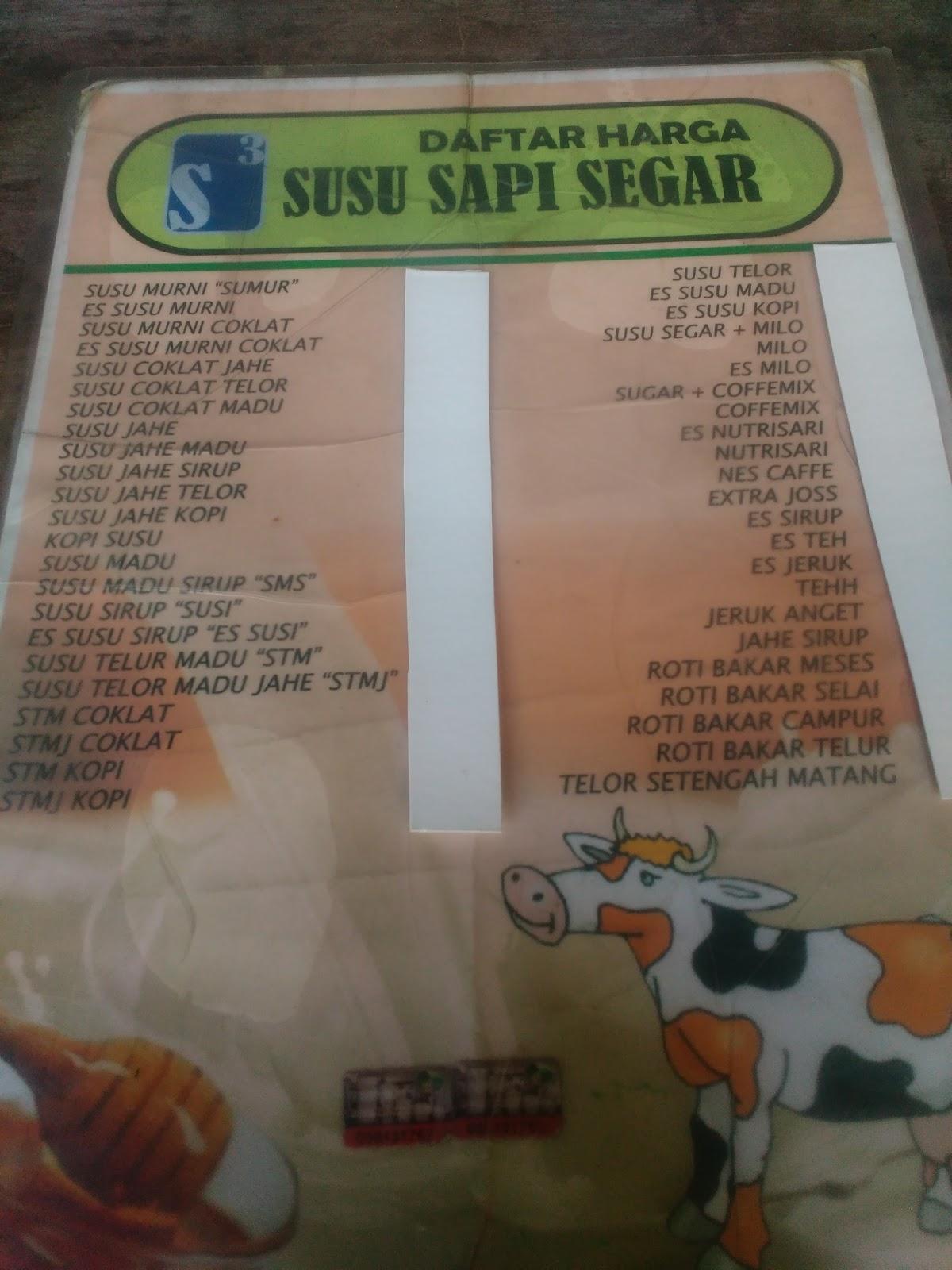Menu at Susu Sapi Segar Colombo cafe, Sendangadi