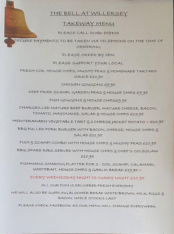 Menu at The Bell Inn pub & bar, Broadway