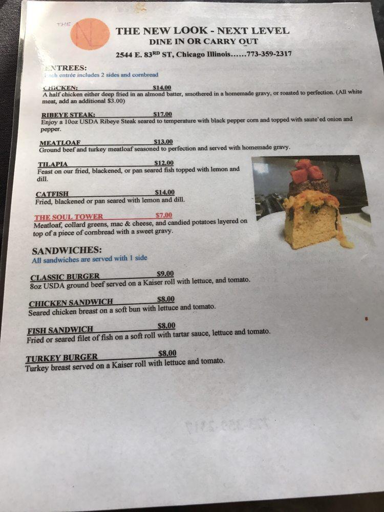 Menu at The New Look Restaurant - THE NEXT LEVEL, Chicago