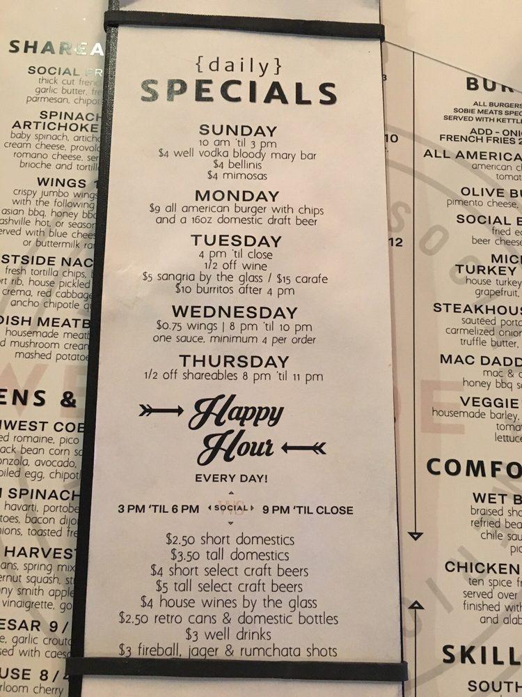 Menu at Westside Social pub & bar, Grand Rapids