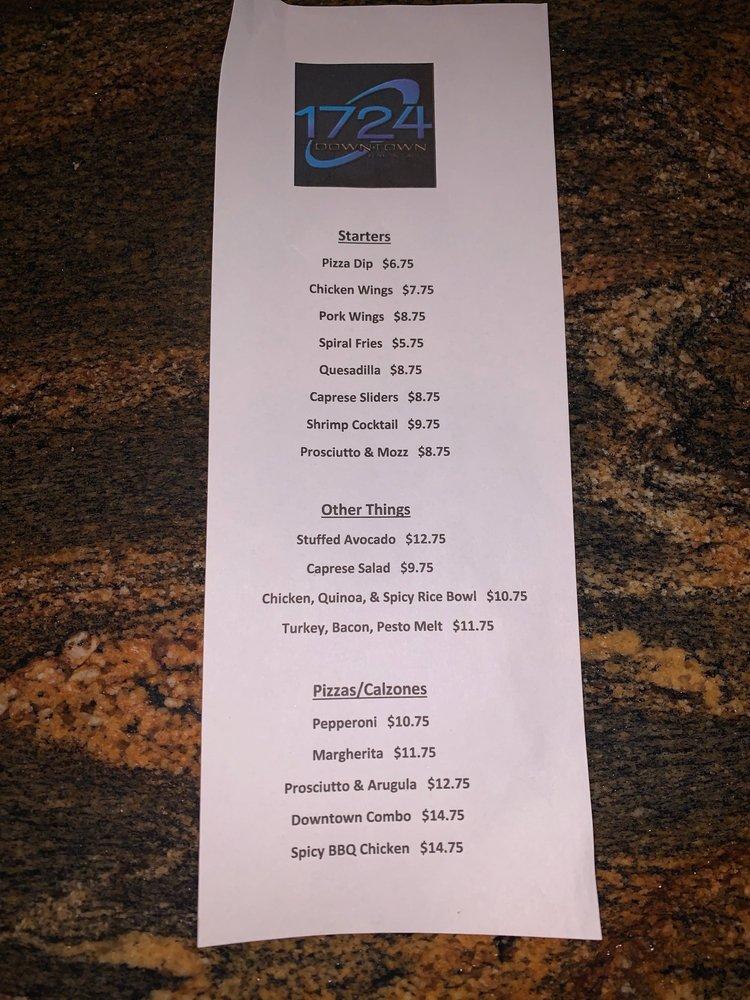 Menu at 1724 Downtown Bar & Grill, Redding
