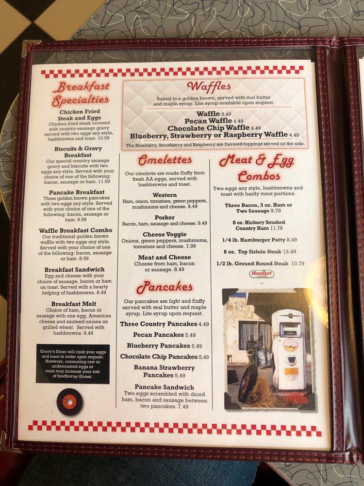 Menu at Gravy's Diner restaurant, Cedar Falls