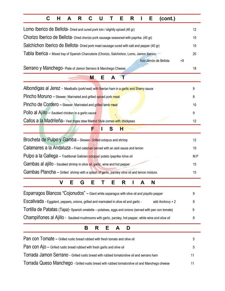 Menu at OLE Tapas pub & bar, Sainte-Anne-de-Bellevue
