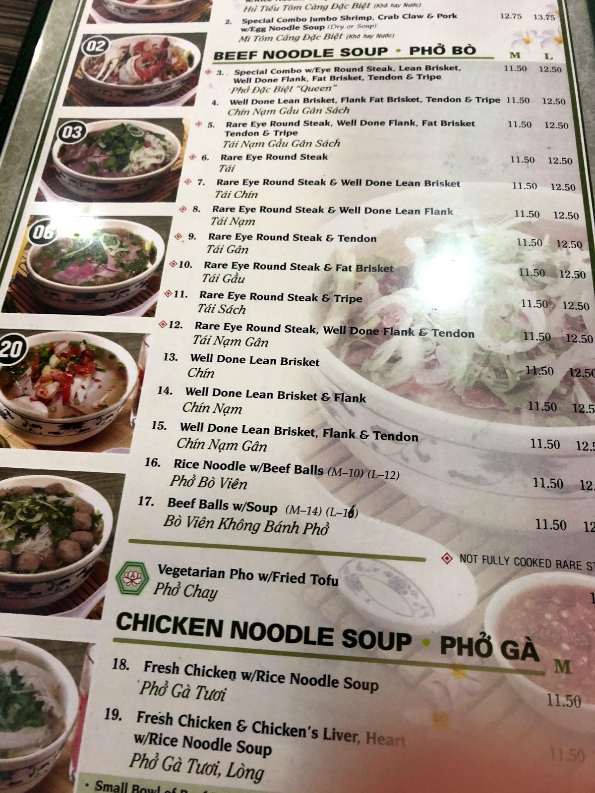 Menu at Phở Queen Noodle House restaurant, Sunnyvale