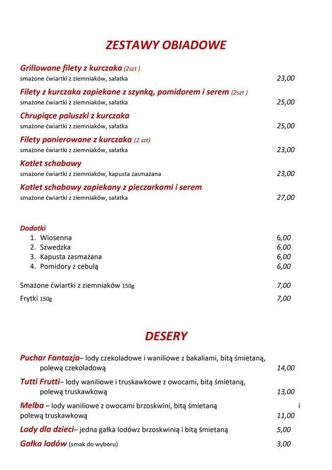 Menu at Pizzeria u Jacka, Kalwaria Zebrzydowska