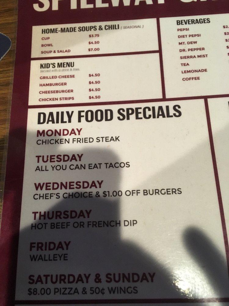 Menu at Spillway Grill & Bar, Council Bluffs