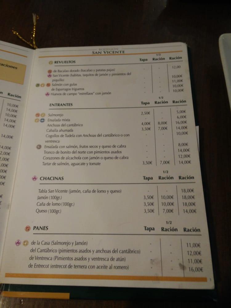Menu at Bodegón pub & bar, Seville, C. Virgen de Luján