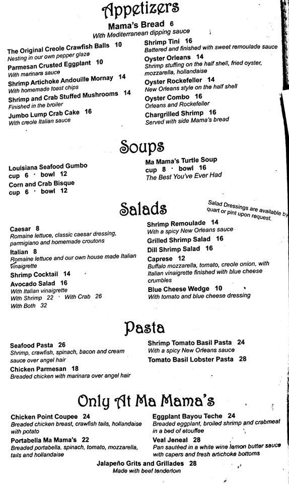 Menu at Ma Mama's Kitchen pub & bar, New Roads