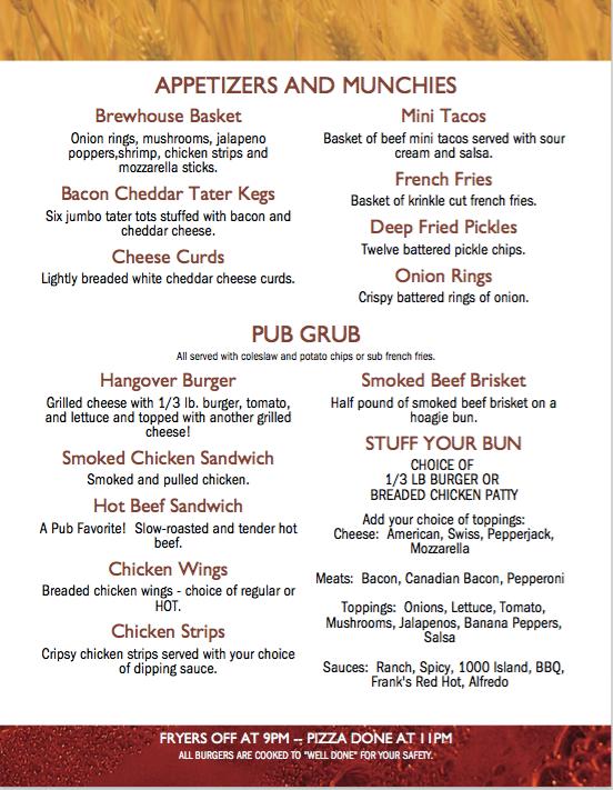 Menu at Stone Lake Pub, Stone Lake