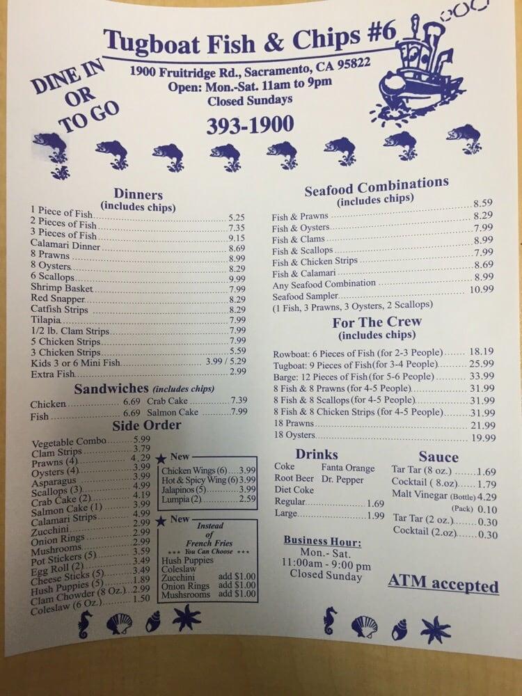 Carta del restaurante Tugboat Fish & Chips, Sacramento, Fruitridge Rd