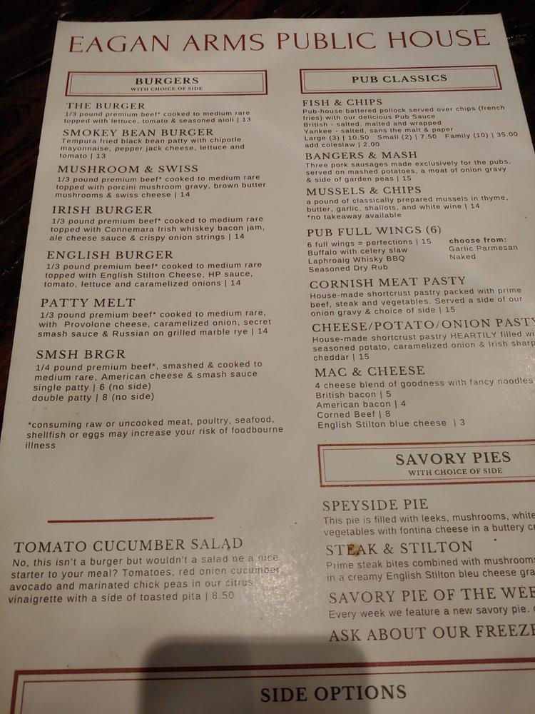 Menu at Eagan Arms Public House, Eagan