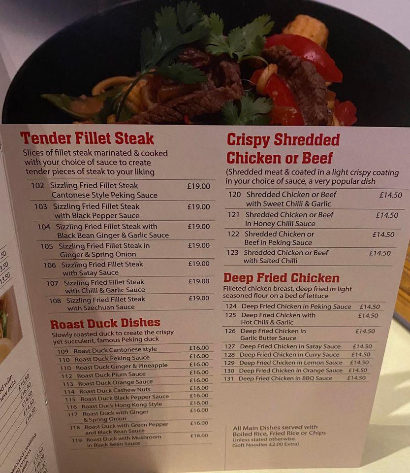 Menu at Furama Cantonese Restaurant, Antrim
