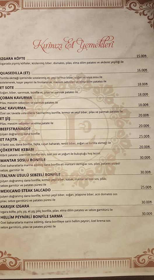 Menu at Loca Cafe Restuarant, Ordu