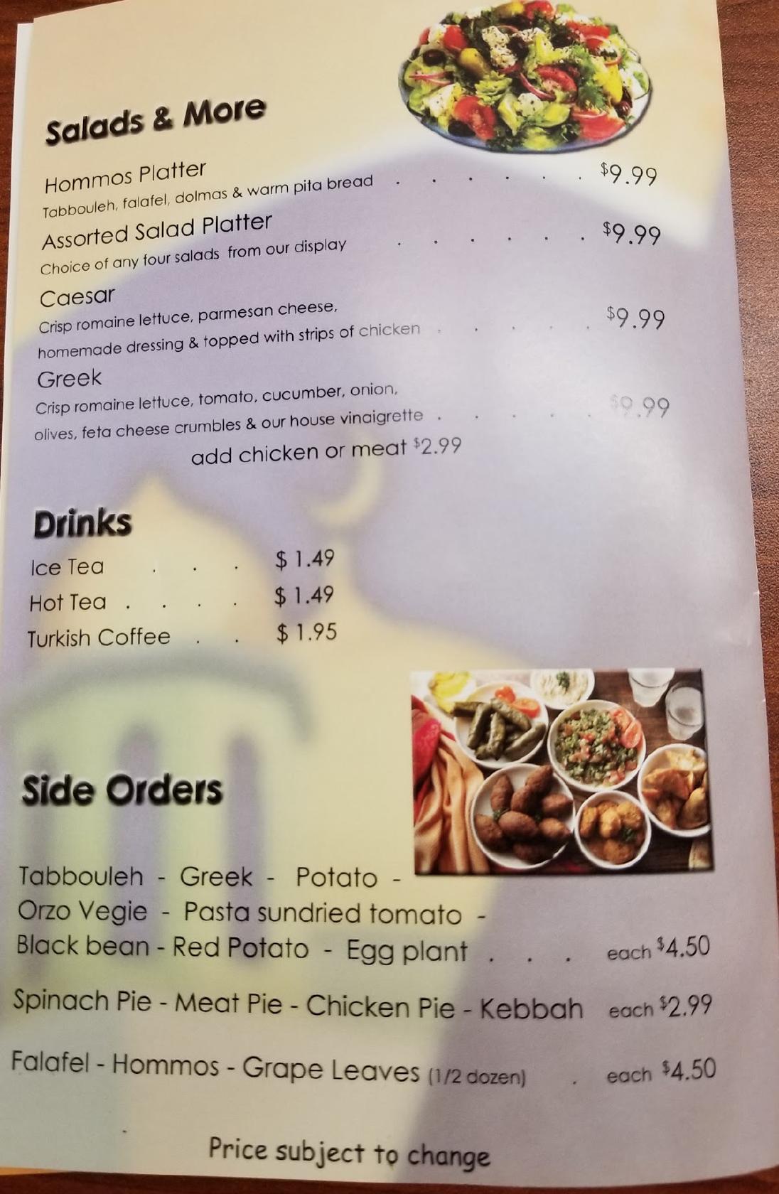 Menu at Oasis Market & Cafe, Cocoa