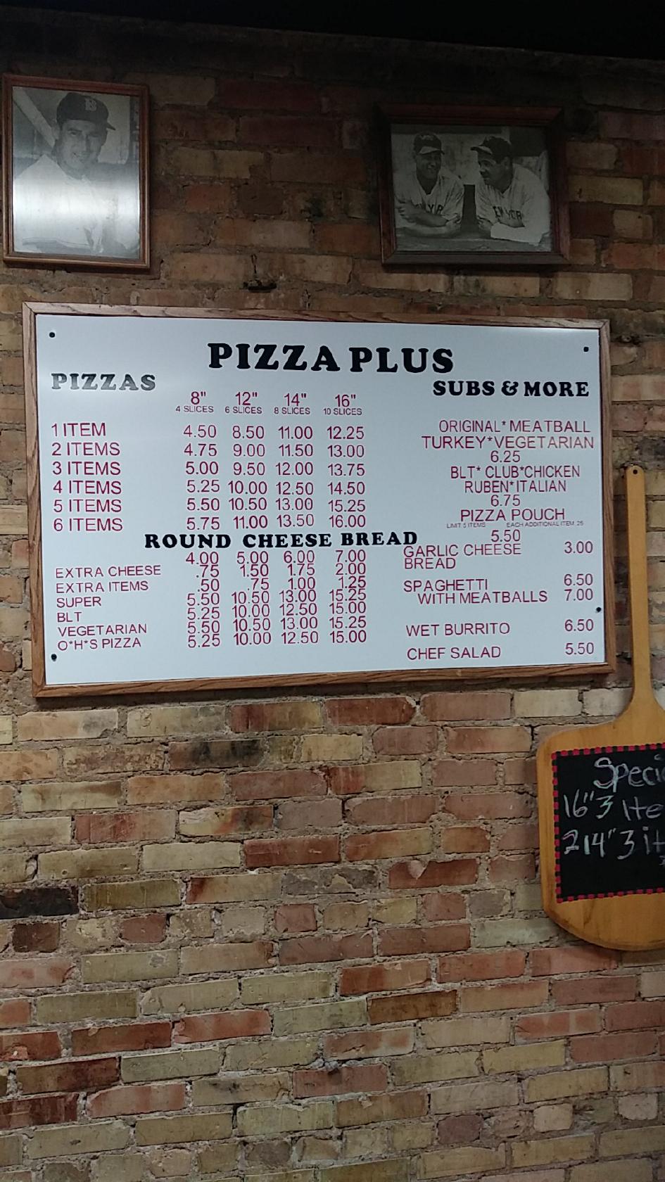 Menu at Pizza Plus pizzeria, Cadillac, 302 N Mitchell St