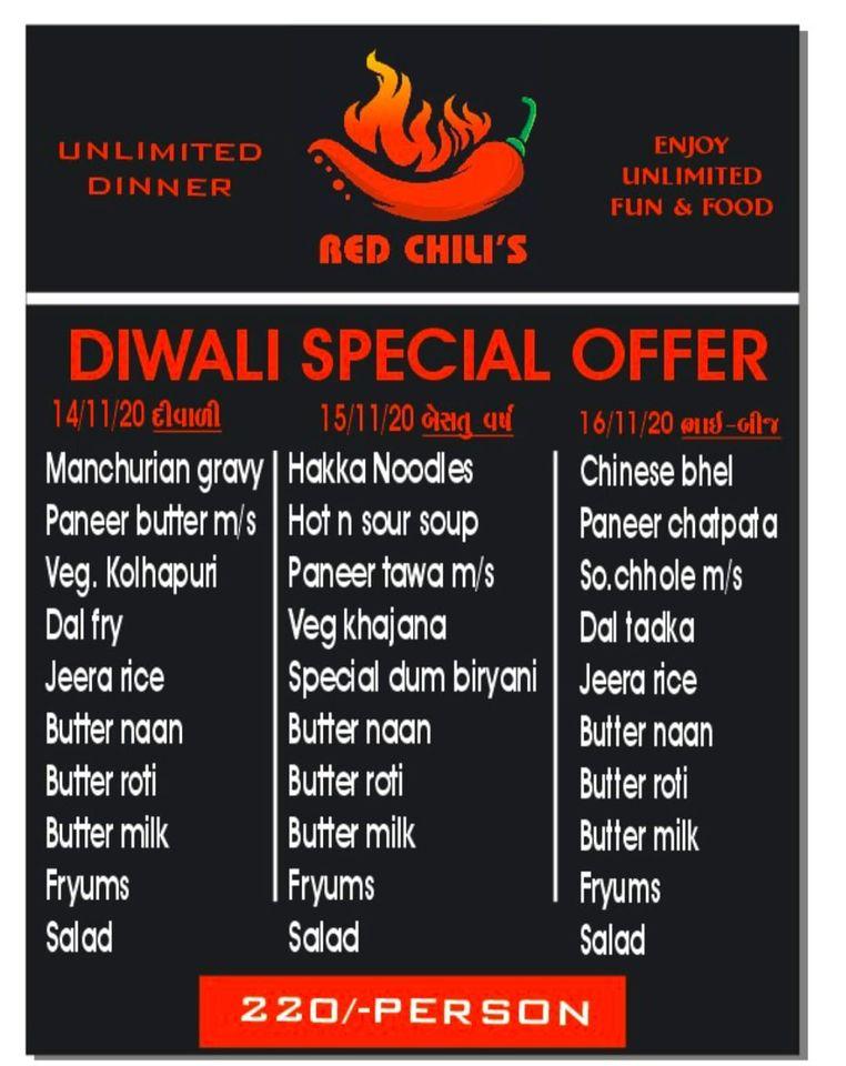 Menu at Red Chili's Restaurant, Junagadh, Red Chili's
