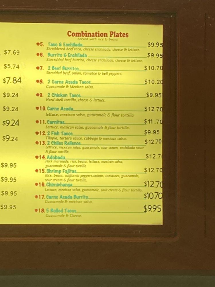Carta de comida rápida Tacos Los Compas, Denver