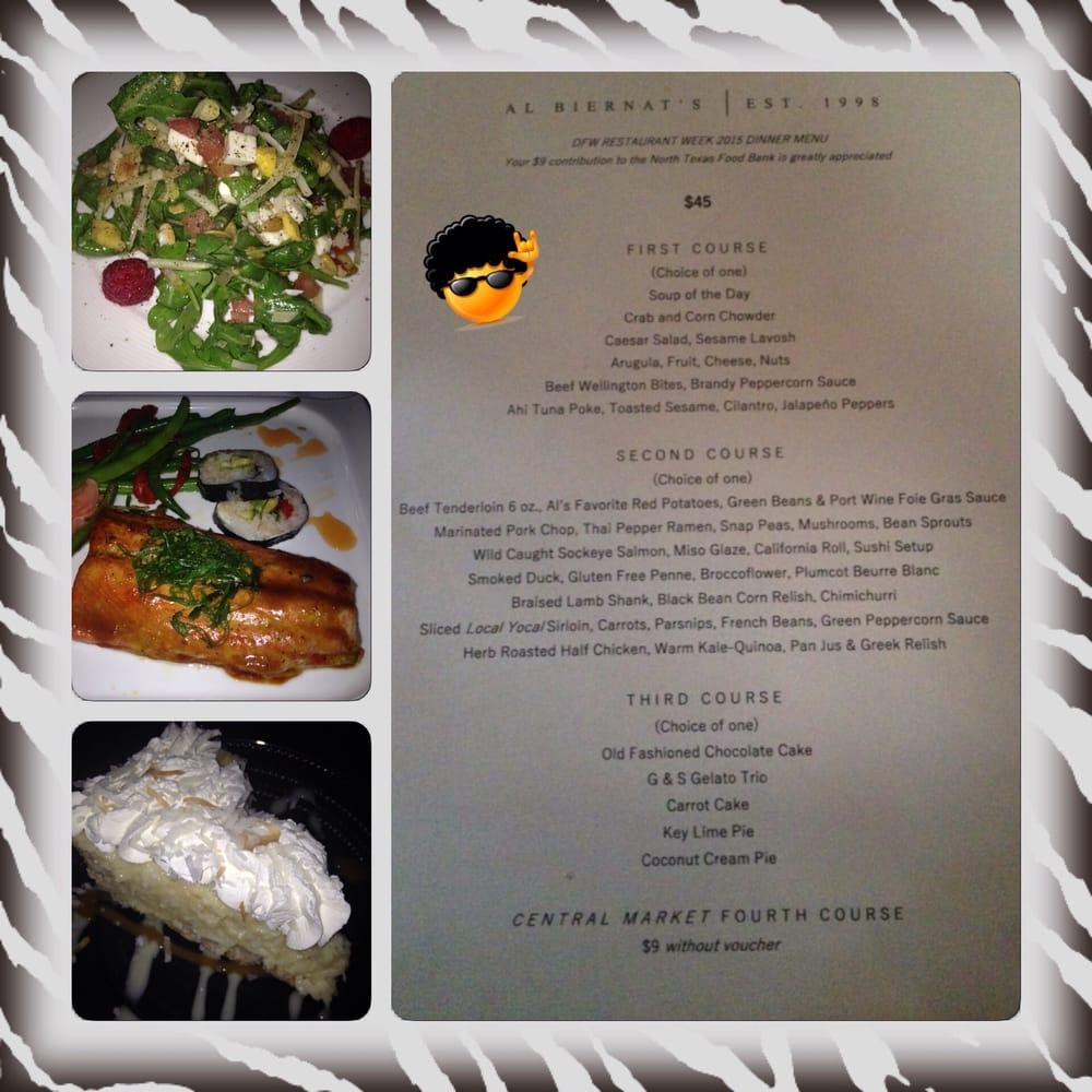 Menu at Al Biernat's steakhouse, Dallas
