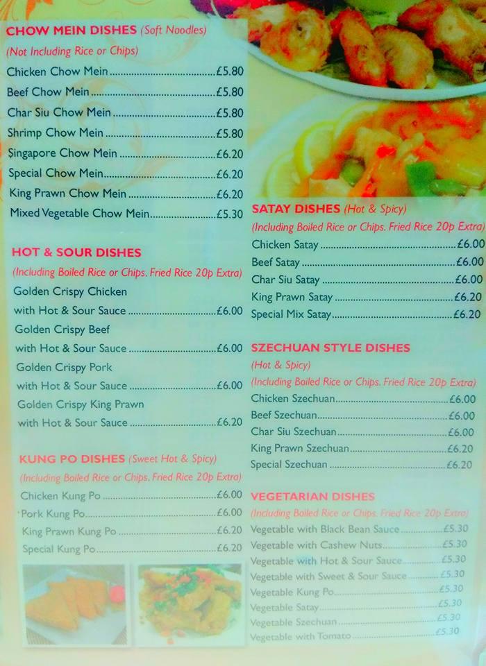 Menu at Canton restaurant, Alloa
