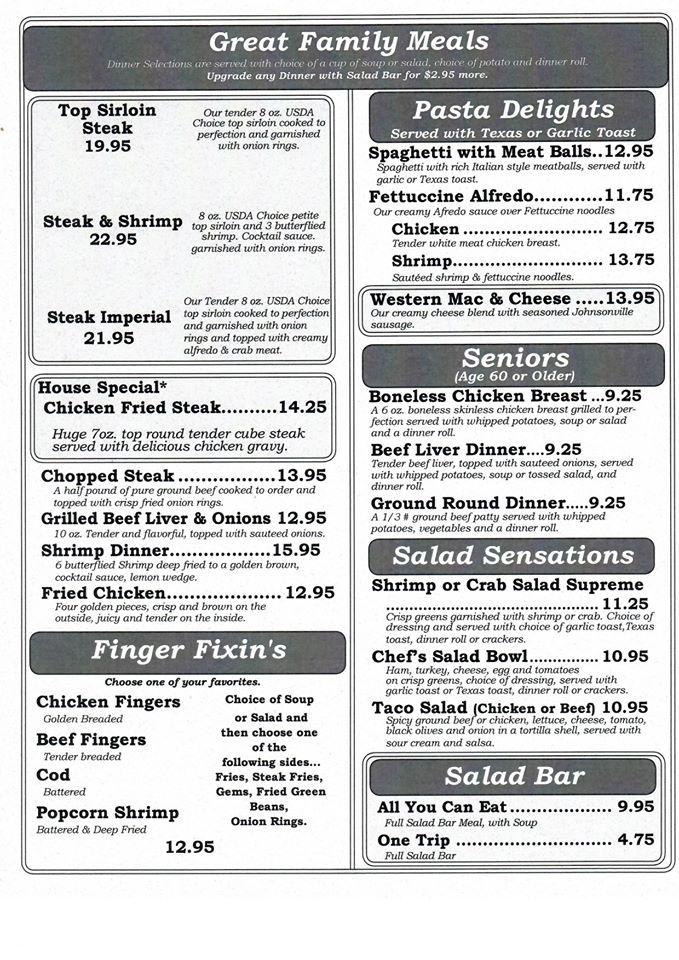 Menu at Gallagher's Game Time Grill restaurant, Miles City