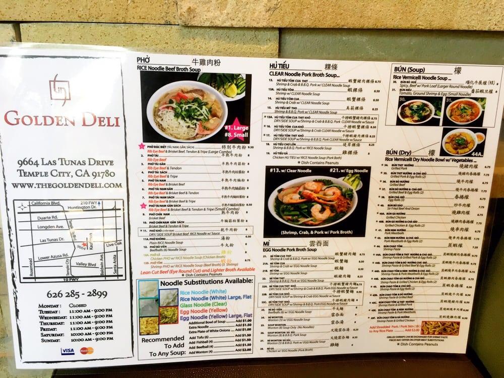Menu at Golden Deli Temple City restaurant, Temple City