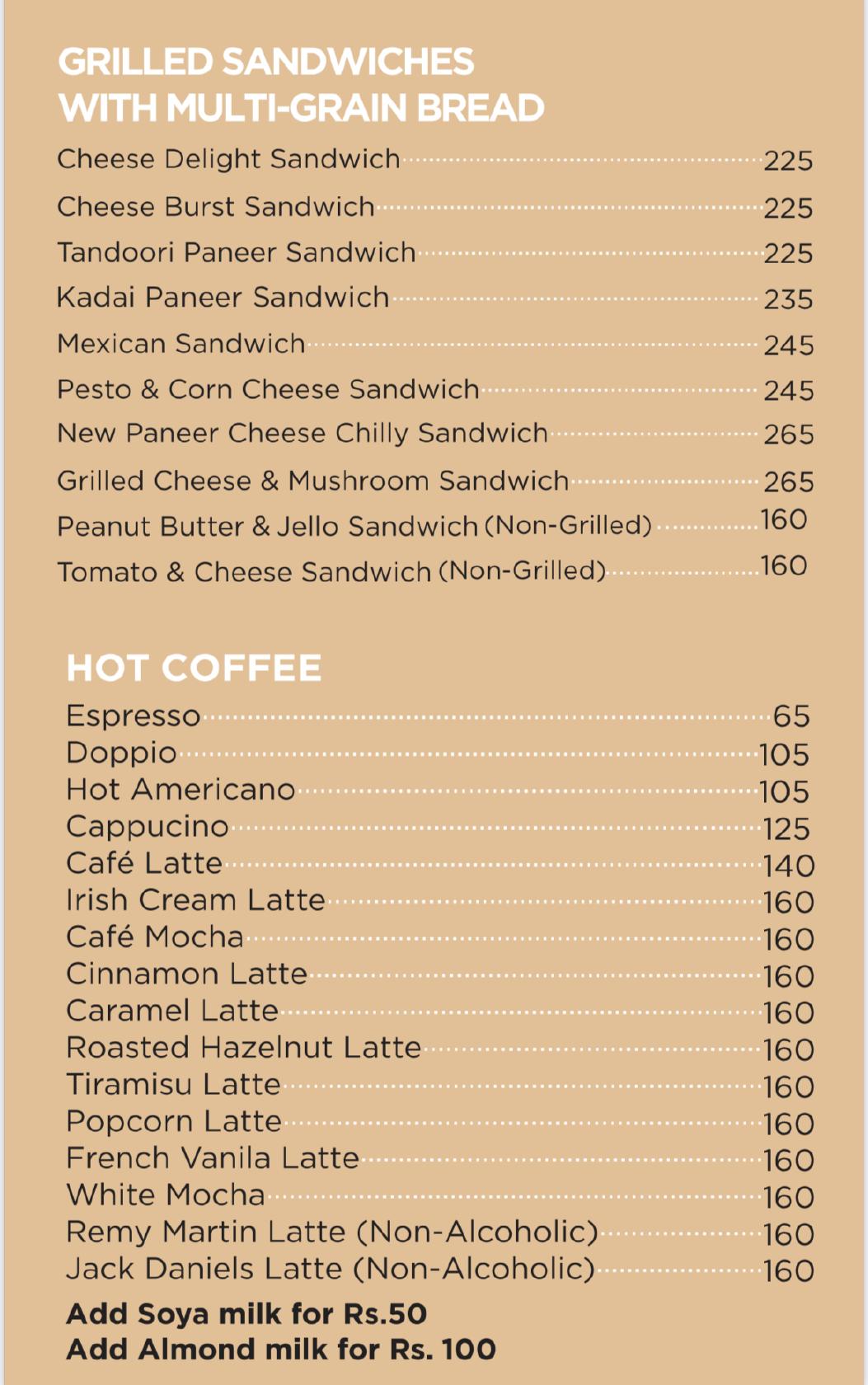 Menu at Grace Coffee Co. - S.P. Ring Road, Ahmedabad
