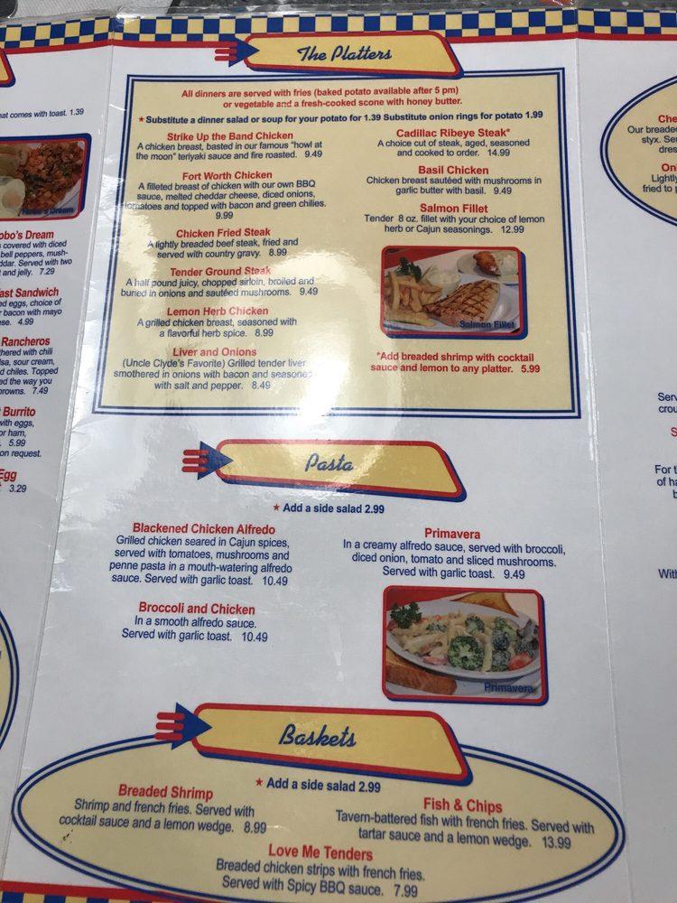 Menu at One Man Band Diner restaurant, Nephi, UT-132