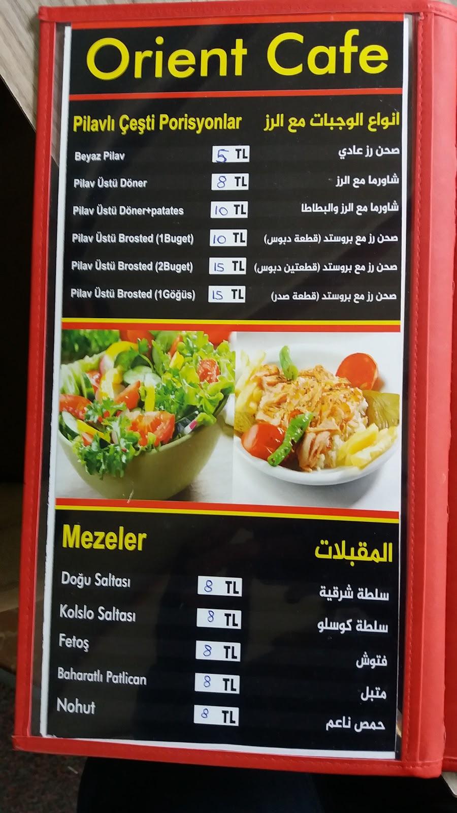Menu at Orient Cafe, Istanbul, Şht. Pilot Mahmut Nedim Sokağı No:6