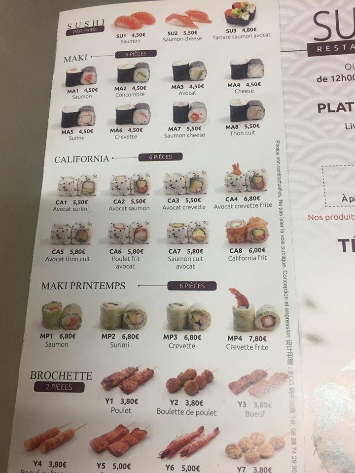 Menu at Sushi Ko restaurant, Chaumontel
