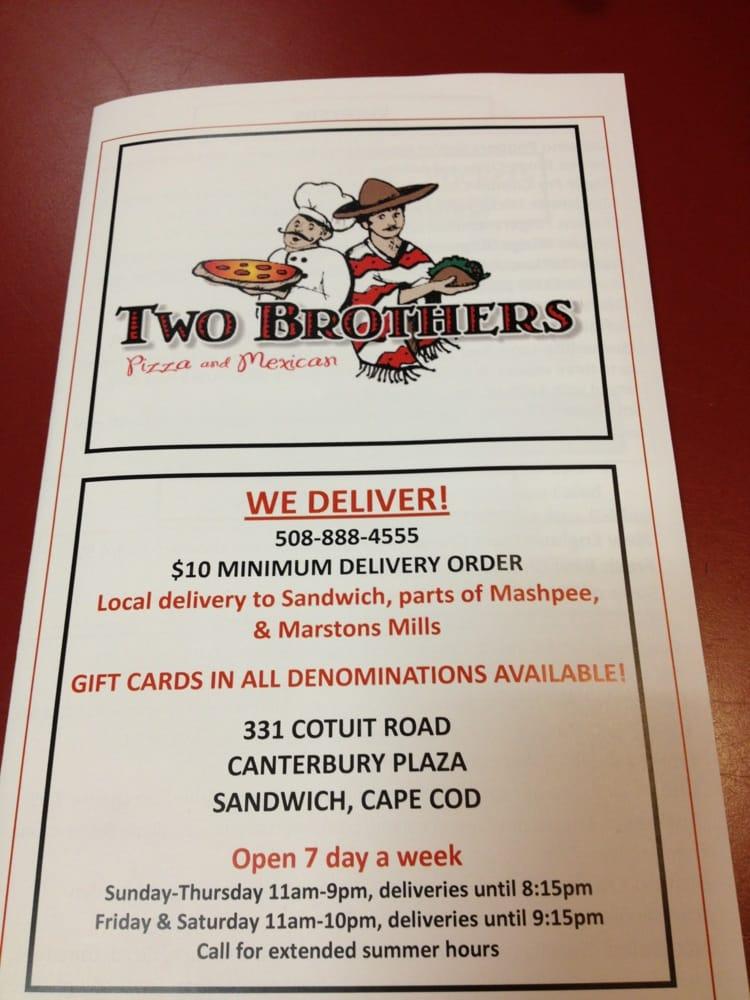 Menu at Two Brothers Pizza & Mexican pizzeria, Sandwich