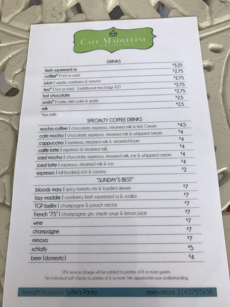 Menu at Cafe Madeleine, St. Louis, Magnolia Ave