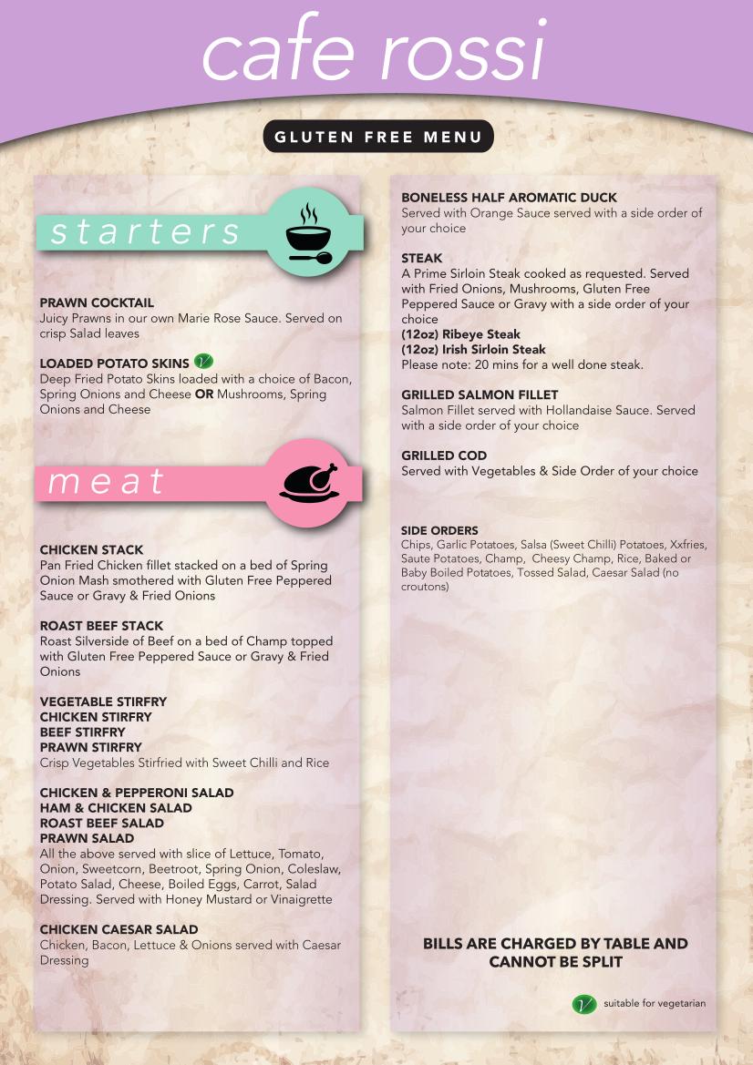 Menu at Café Rossi cafe, Ballynahinch