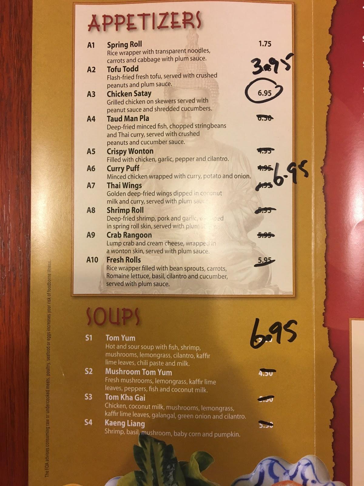 Menu at Golden Buddha Thai Cuisine restaurant, Romeo