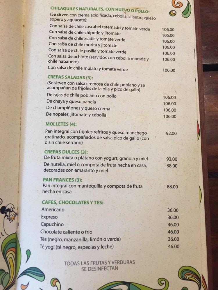 Carta del restaurante La Cueva del Chango, Playa del Carmen, Av 38 ...