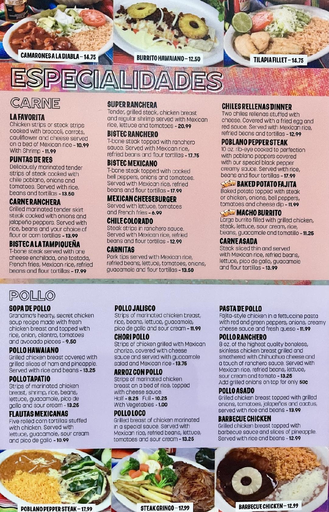 Menu at Los compadres restaurant, Hopkinsville