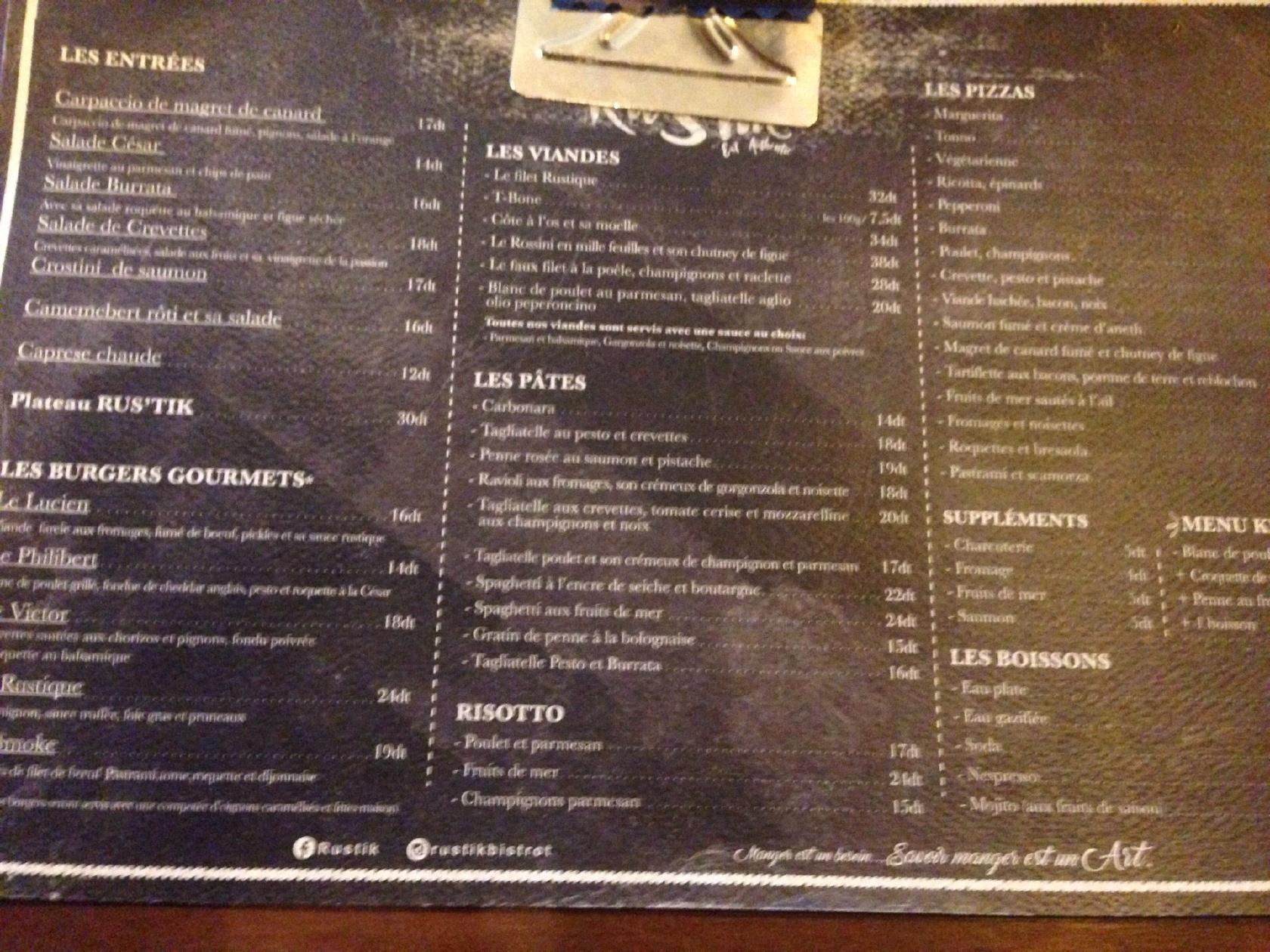 Menu au Chef Ayhan Turkich grill rustik restaurant, Ariana, Av. Hédi Nouira
