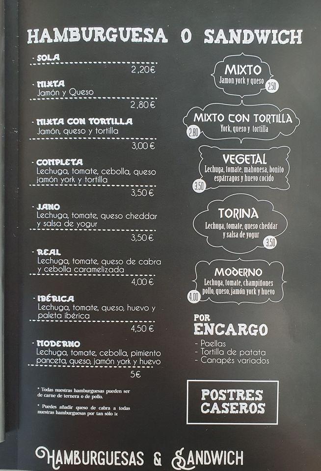 Menu at BAR MODERNO, Bárcena de Pie de Concha