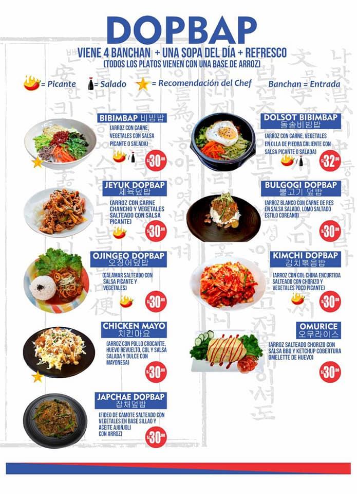 Carta del restaurante Surasang Comida Coreana, Jesus Maria