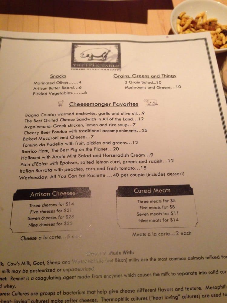 Menu at The Truffle Table pub & bar, Denver