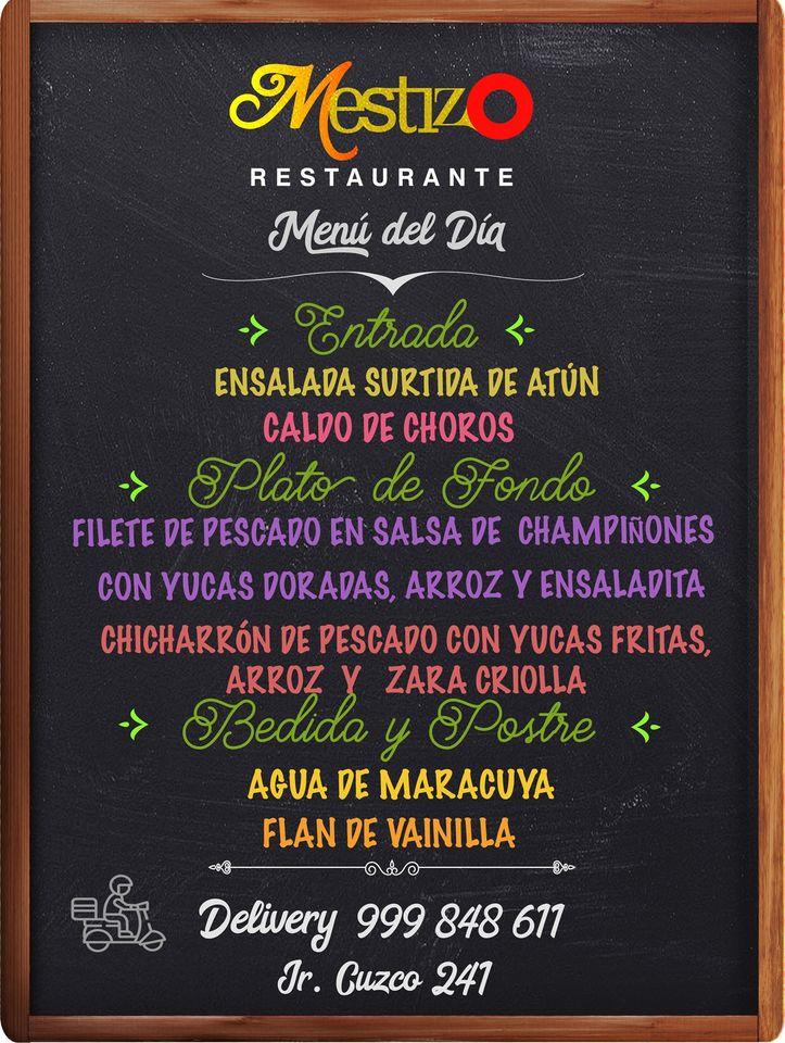 Mestizo Restaurant & Café Lounge, Ayacucho - Carta del restaurante y ...