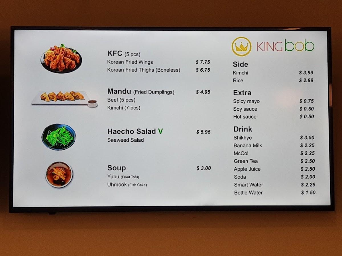 Menu at Kingbob restaurant, San Francisco