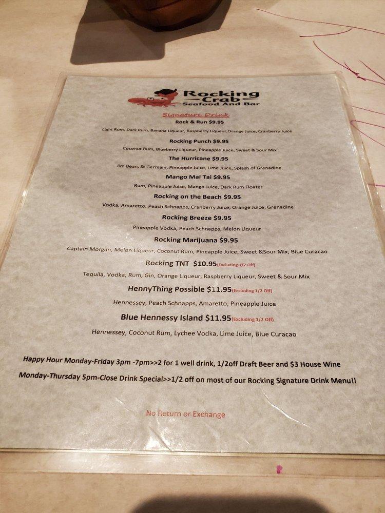 Carta del restaurante Rocking Crab, Jacksonville