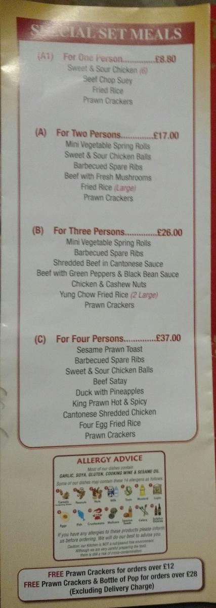 Menu at The Welcome fast food, Birmingham, 144 Priory Rd