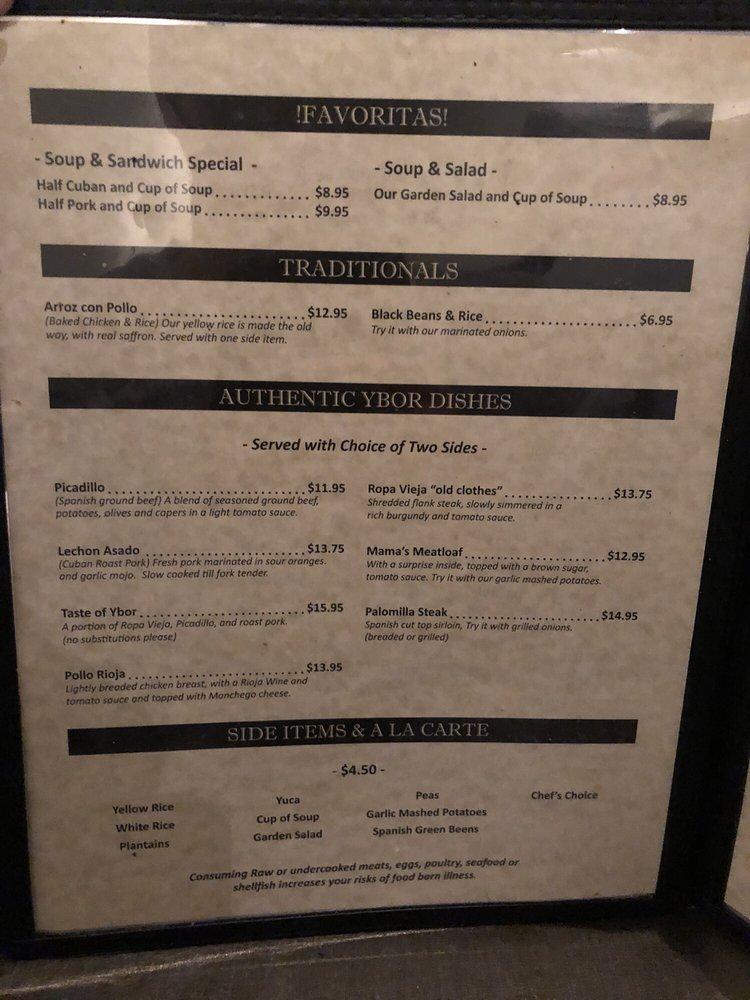 Menu at Ybor Grille pub & bar, Ruskin, 339 19th Ave NE