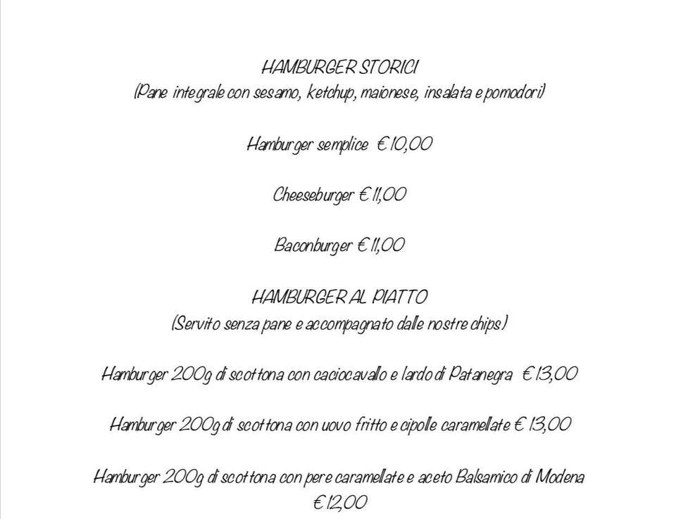 Menu at Interno 92 steakhouse, Rome