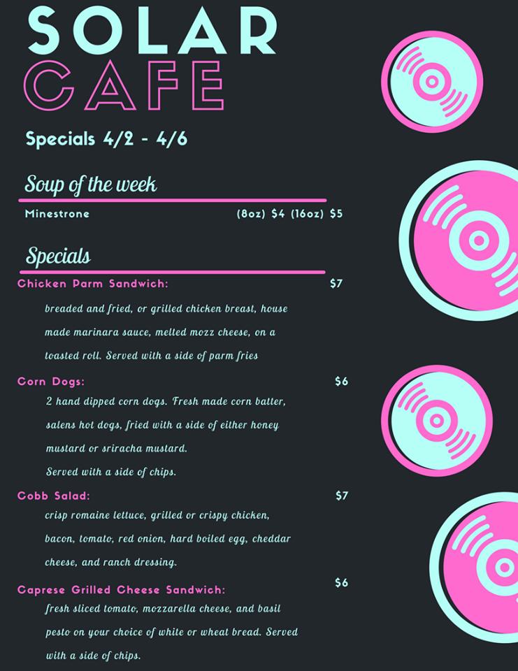 Carta de Solar Cafe, Bufalo