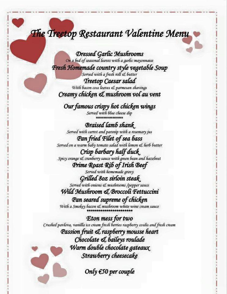 Menu at THE TREETOP RESTAURANT / THE STEERING WHEEL BAR, Clondalkin