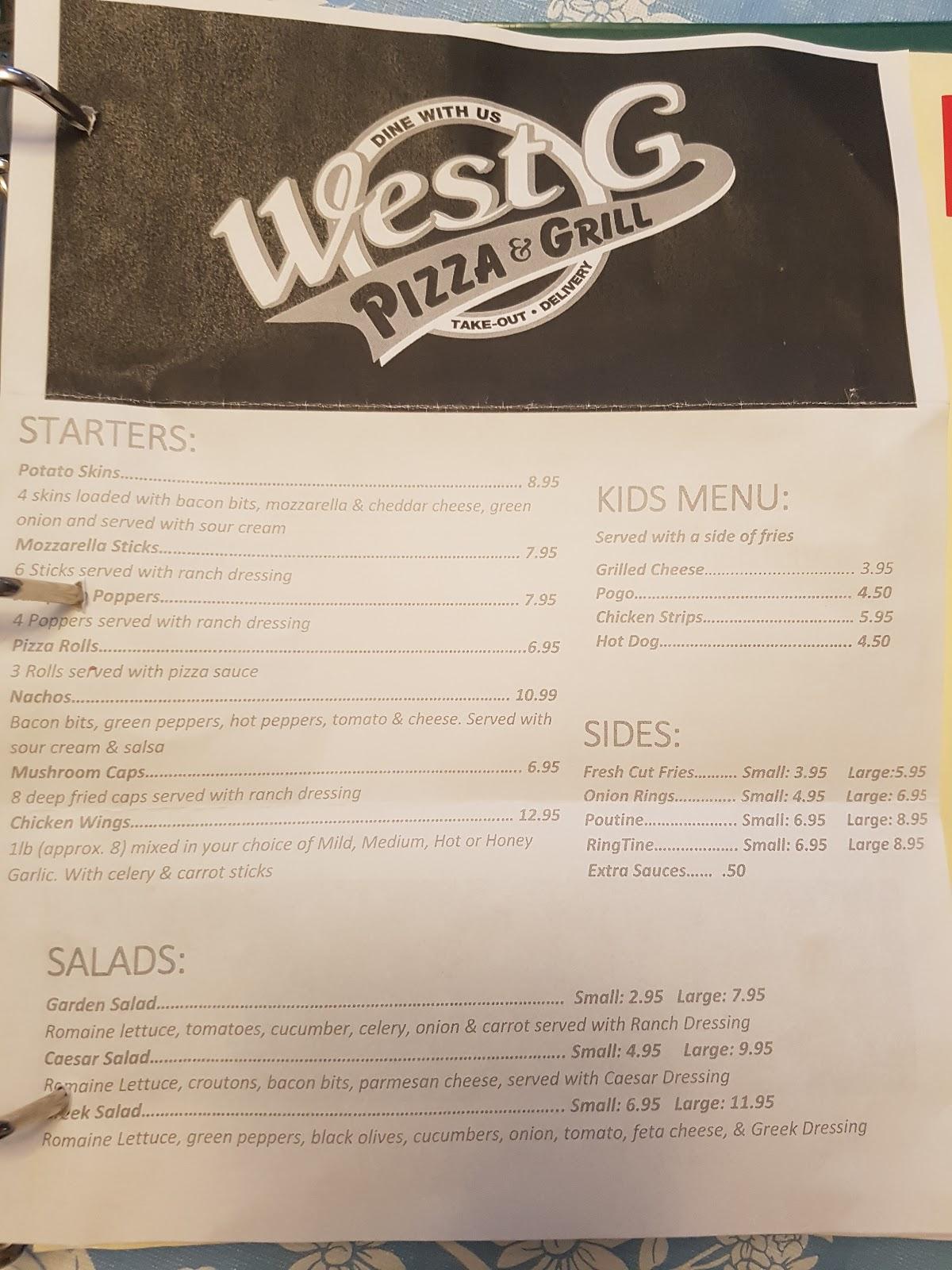 Menu at West G Pizza & Grill pizzeria, West Guilford