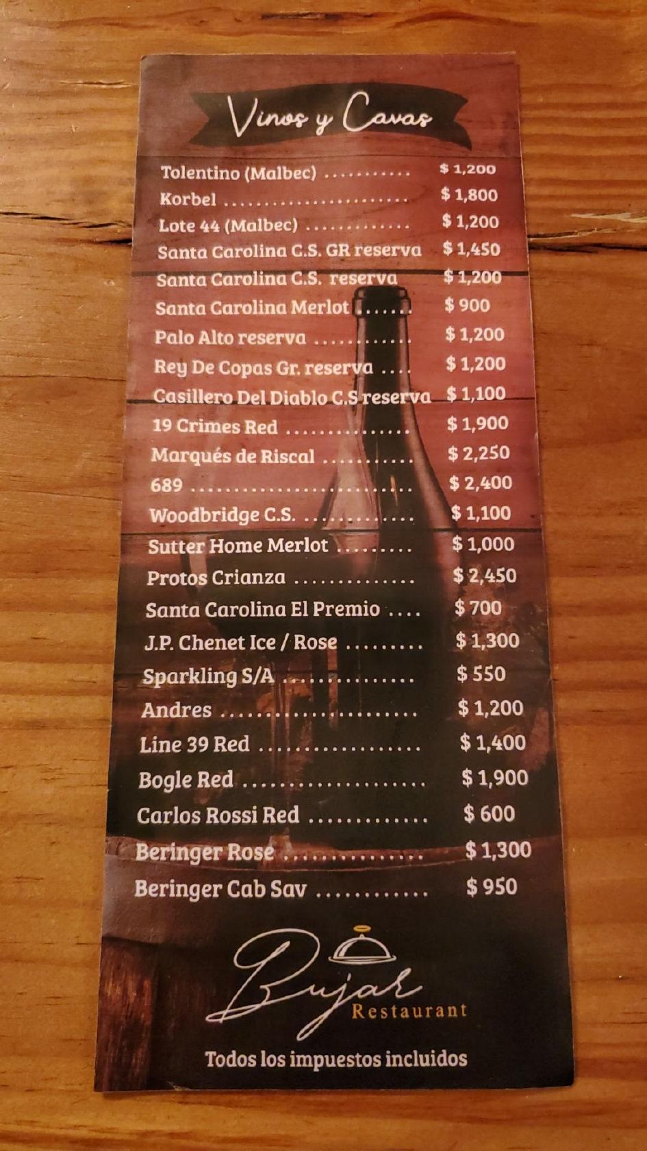 Menu at Bujar Cousine & Deck restaurant, Moca
