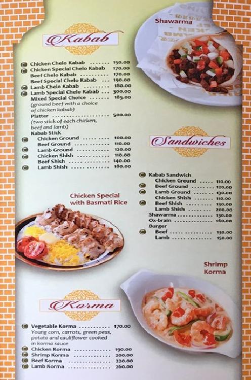 Menu at Mister Kabab West Avenue restaurant, Quezon City